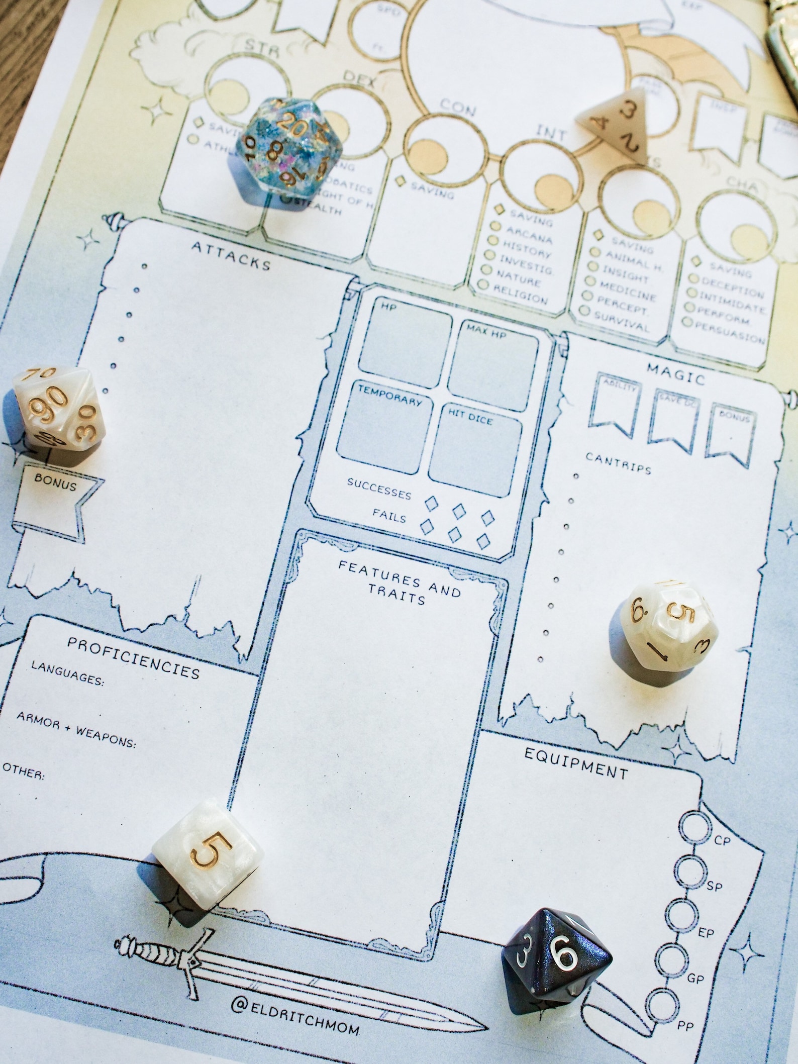 D&D 5e Character Sheet - Spellcaster - Etsy