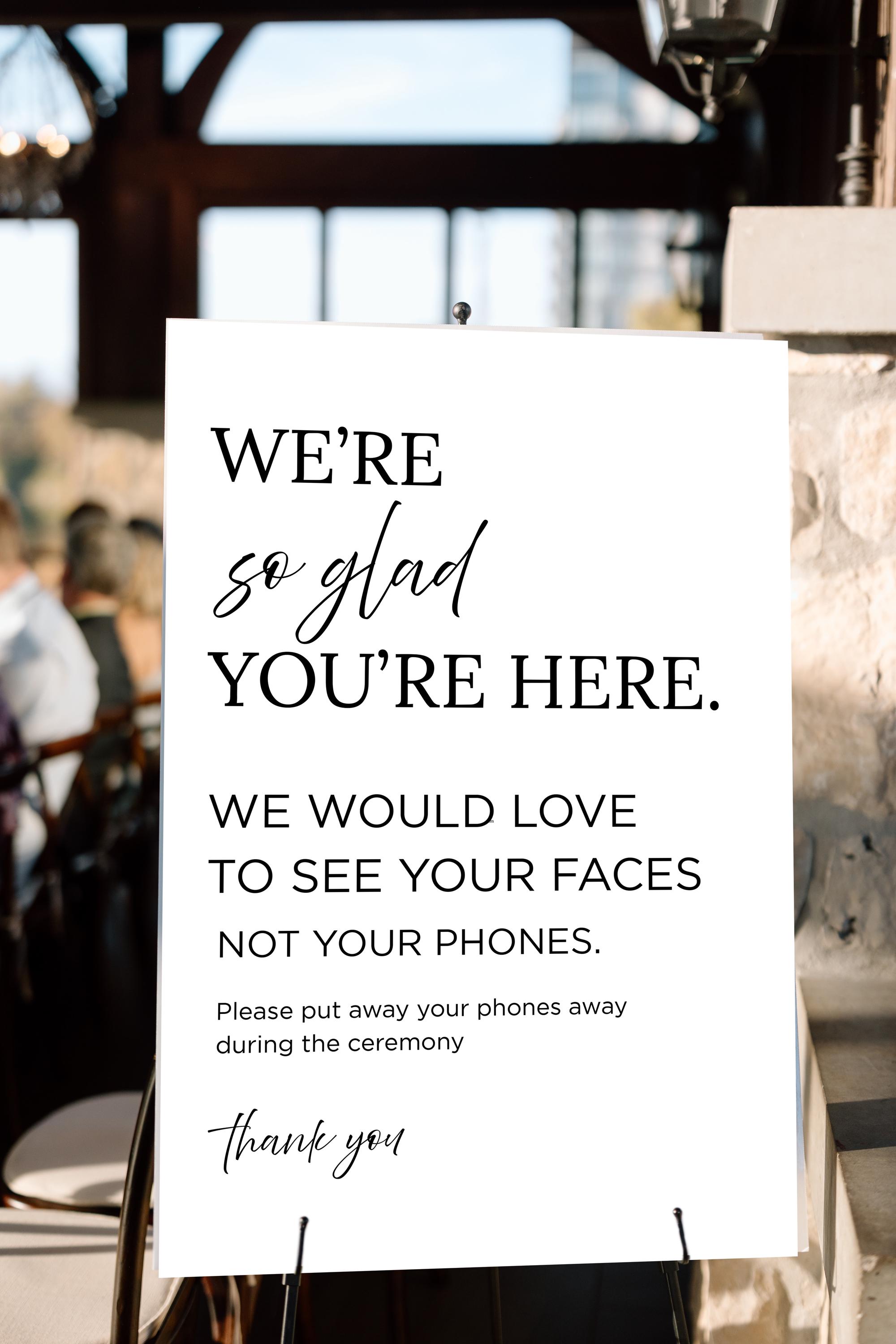 No Phone Sign, Welcome Sign, Wedding, Unplugged Ceremony - Etsy