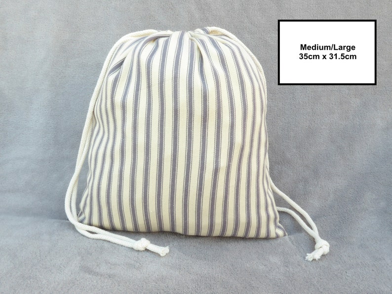 Laundry Bag , Grey Stripe Ticking Drawstring Bag. - Etsy UK