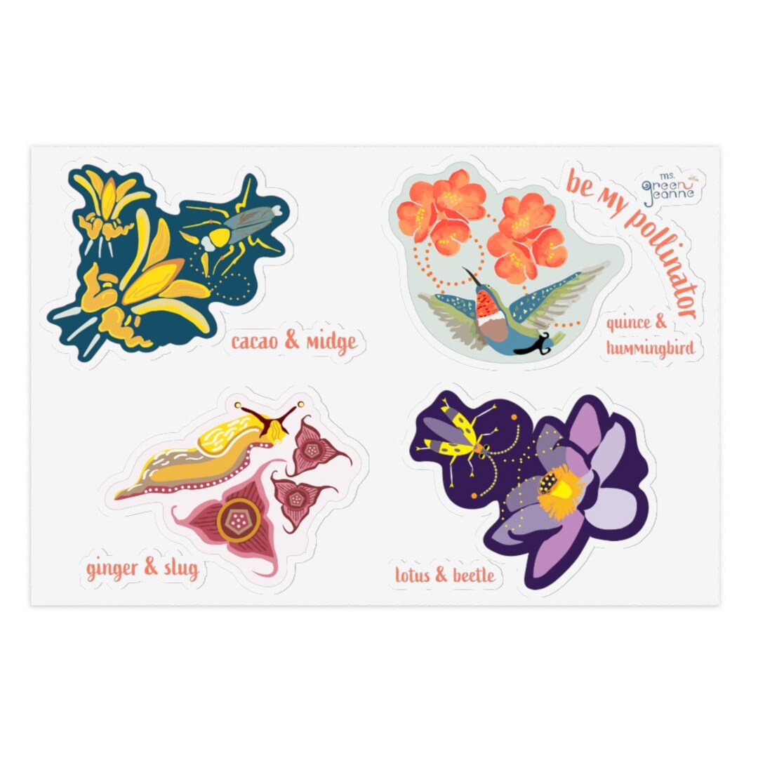 Flower and Pollinator Sticker Sheets--4 Flowers With Their Pollinators ...