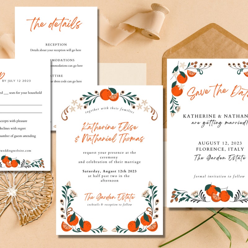 Citrus Wedding Invitation - Etsy