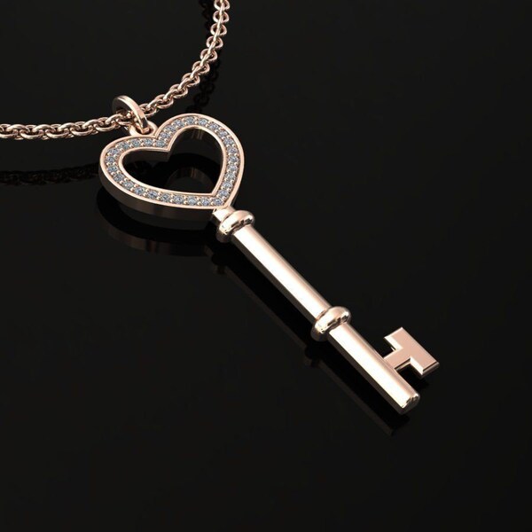 Heart Key Pendant - Etsy