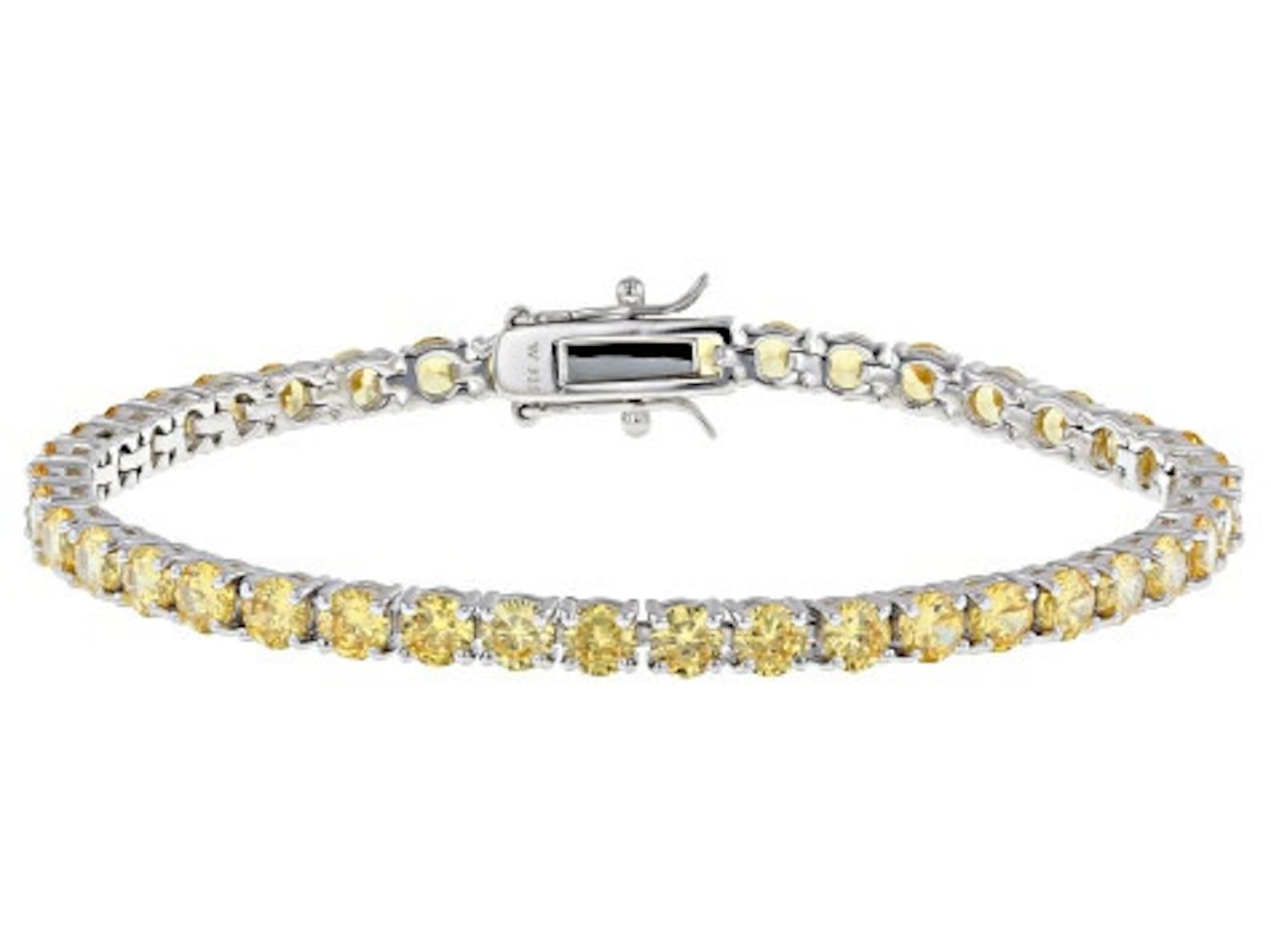 Lab Created Yellow Sapphire Tennis Bracelet Made With 925 Sterling