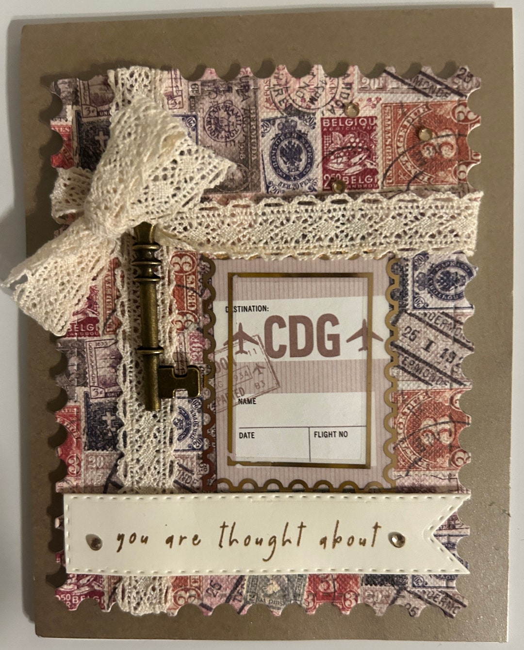 You Are Thought of Greeting Card. Blank Inside. Brass Key Accent - Etsy
