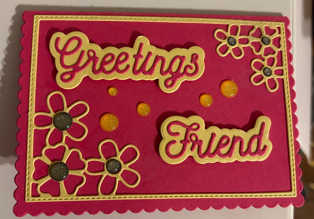 Greetings Friend Note Card. Blank Inside - Etsy