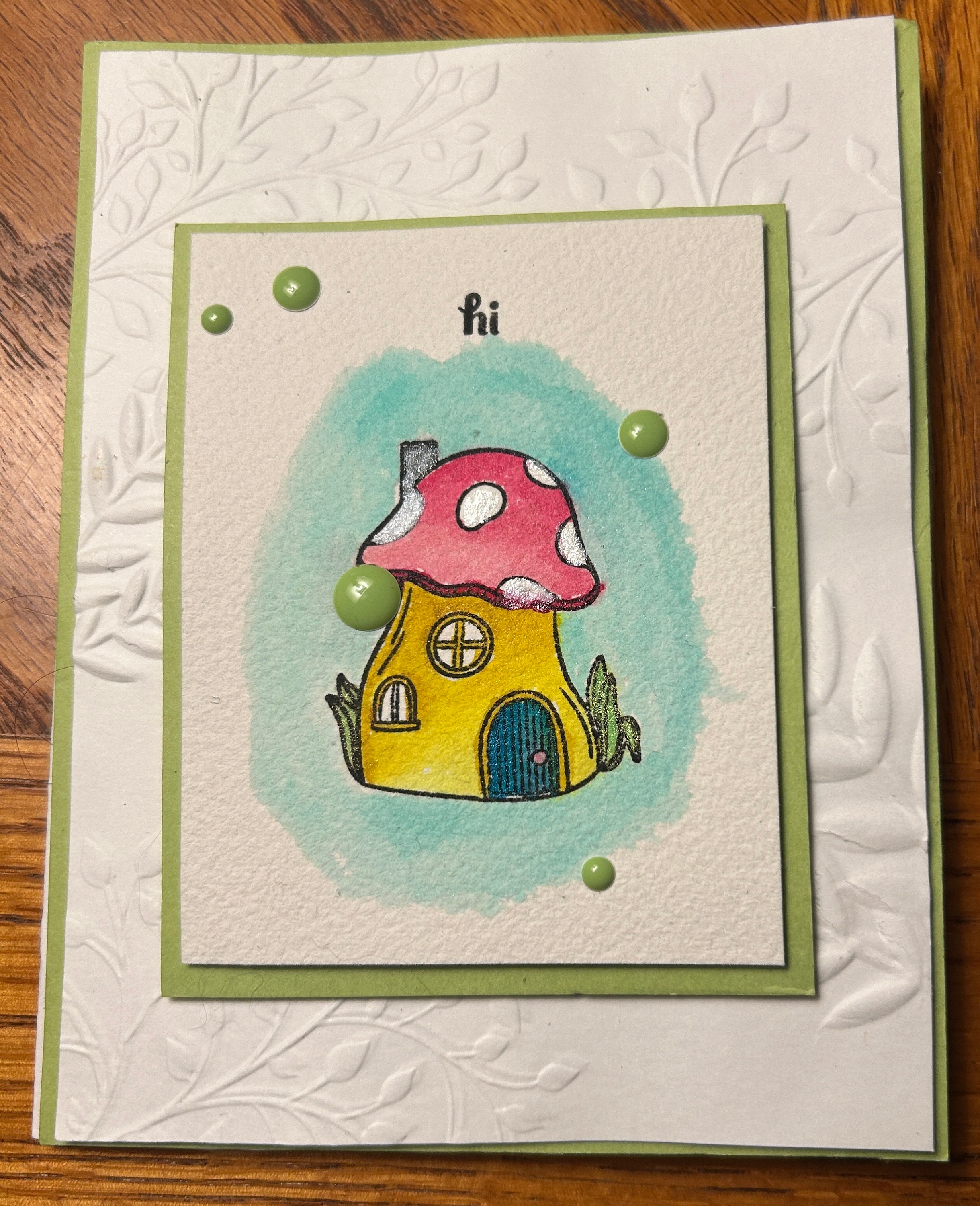 Hi Greeting Card With Mushroom House. Blank Inside - Etsy