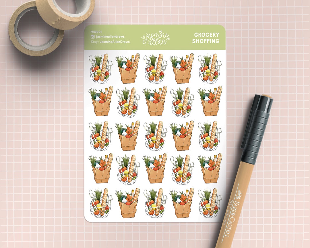 Grocery Shopping Mini Reminder Stickers, Planner Stickers, Journal ...