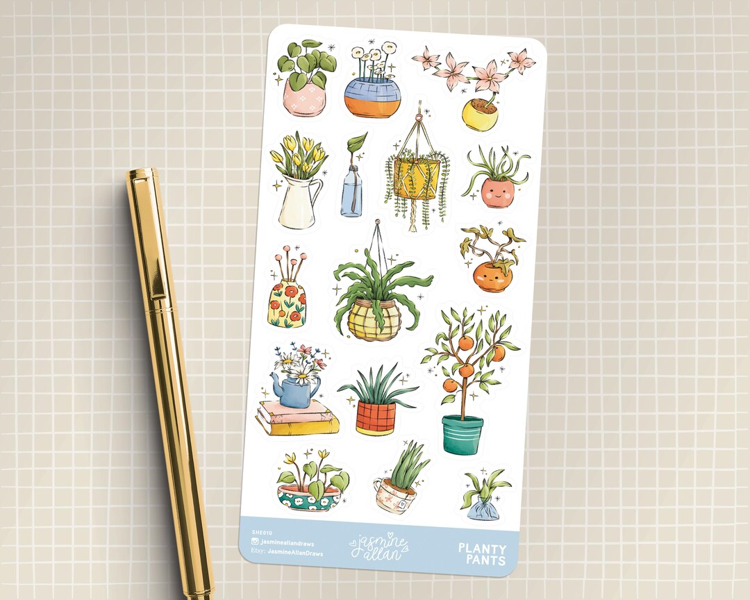 Potted Plant Sticker Sheet: Botanical Journal Stickers - Etsy