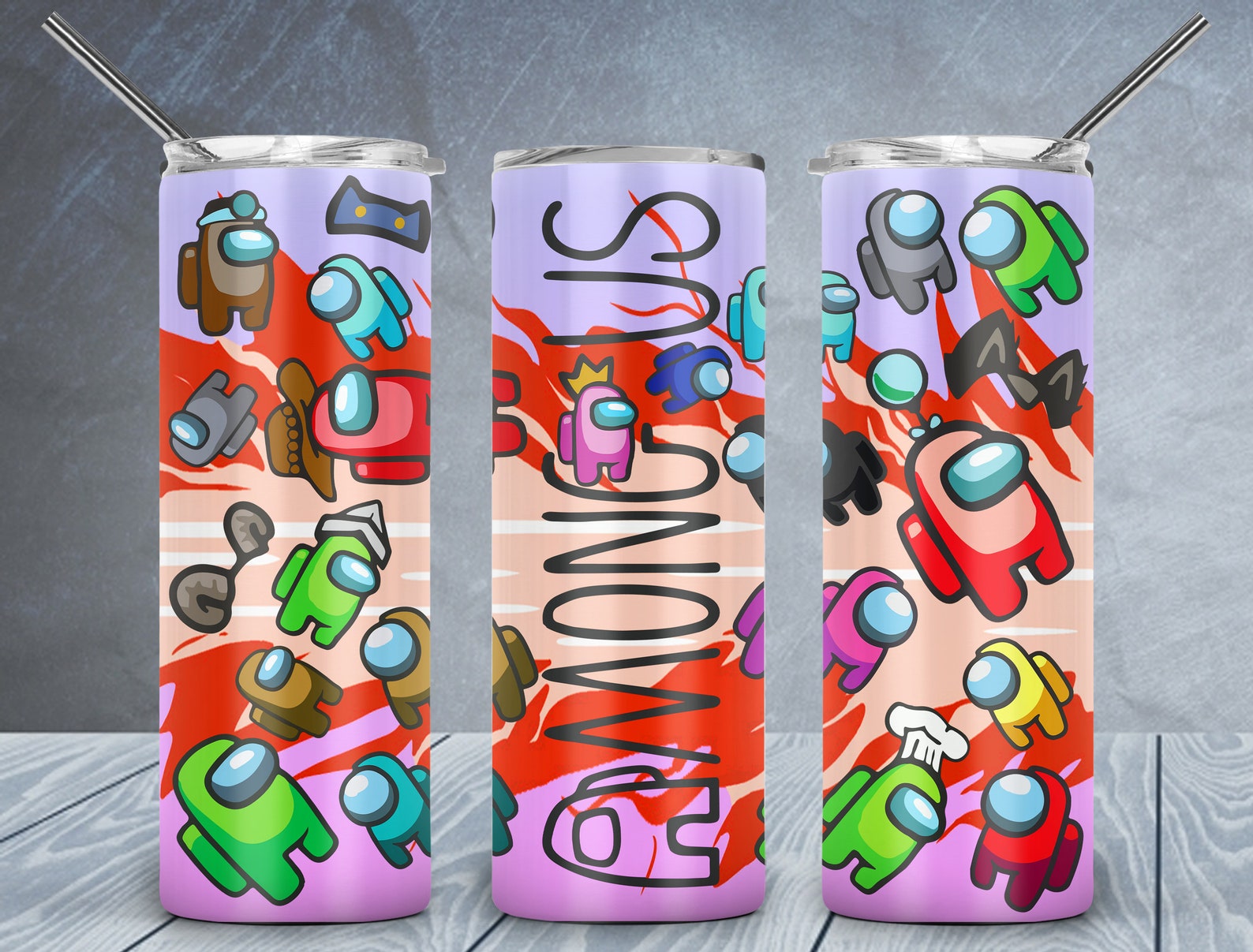 Among Us 5 Digital Print Designs 20oz Straight Tumbler Sizable; No ...