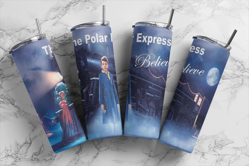 Three 3 Polar Express PNG 20oz Straight Tumbler Sizable - Etsy