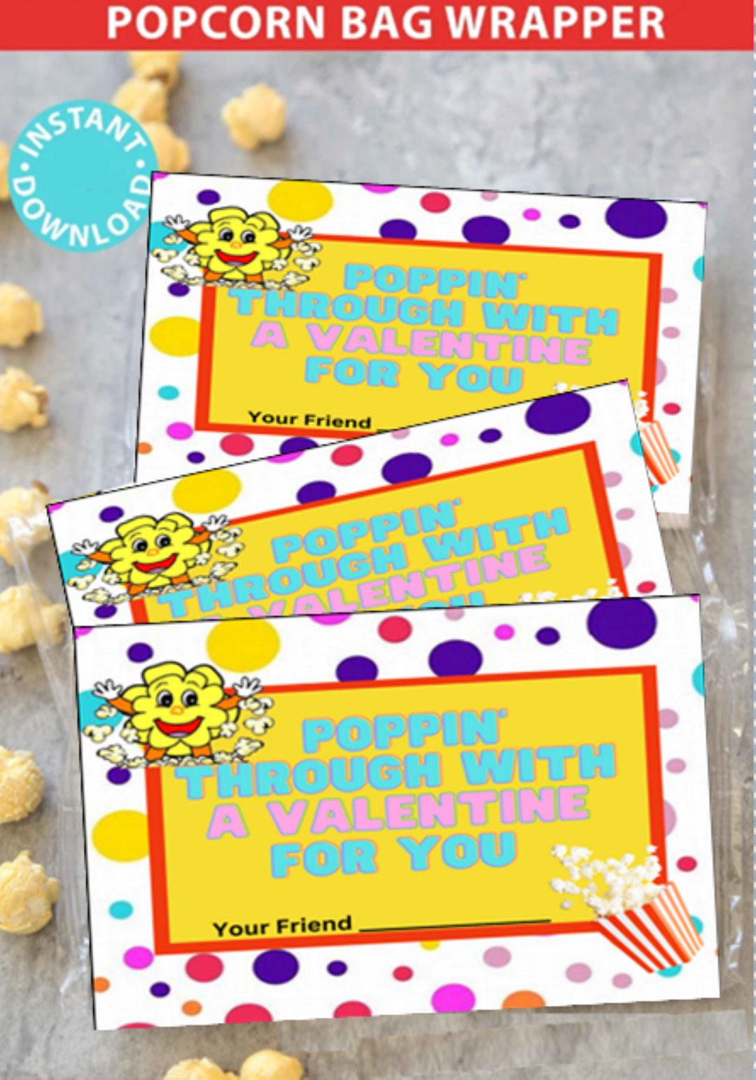 PRINT YOUR OWN Poppin' Through With a Valentine for You Valentine's Day ...