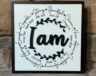 I Am Bible Verse Wood Sign Christian Scripture Wall Art Bible Verse ...