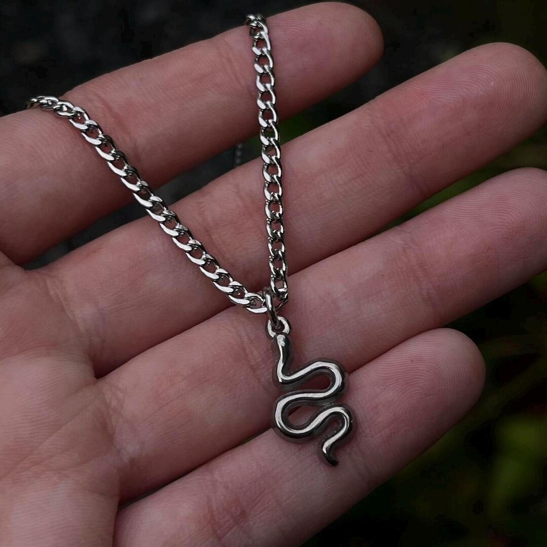 Snake Necklace, Curb Chain Necklace, Curb Cuban Chain Style, Punk Gifts ...