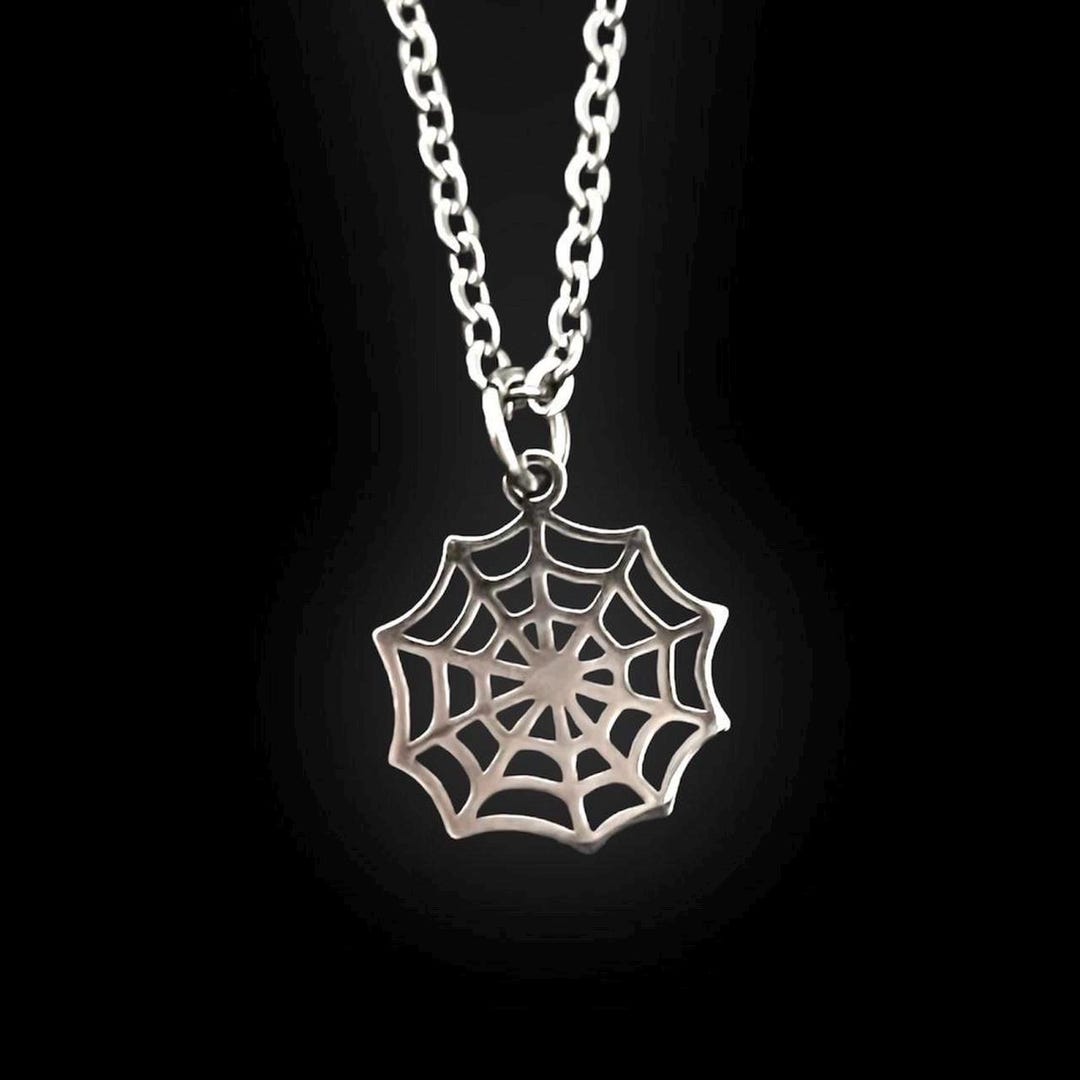 Spider Web Necklace, Halloween Necklace, Gothic Necklace, Stainless ...