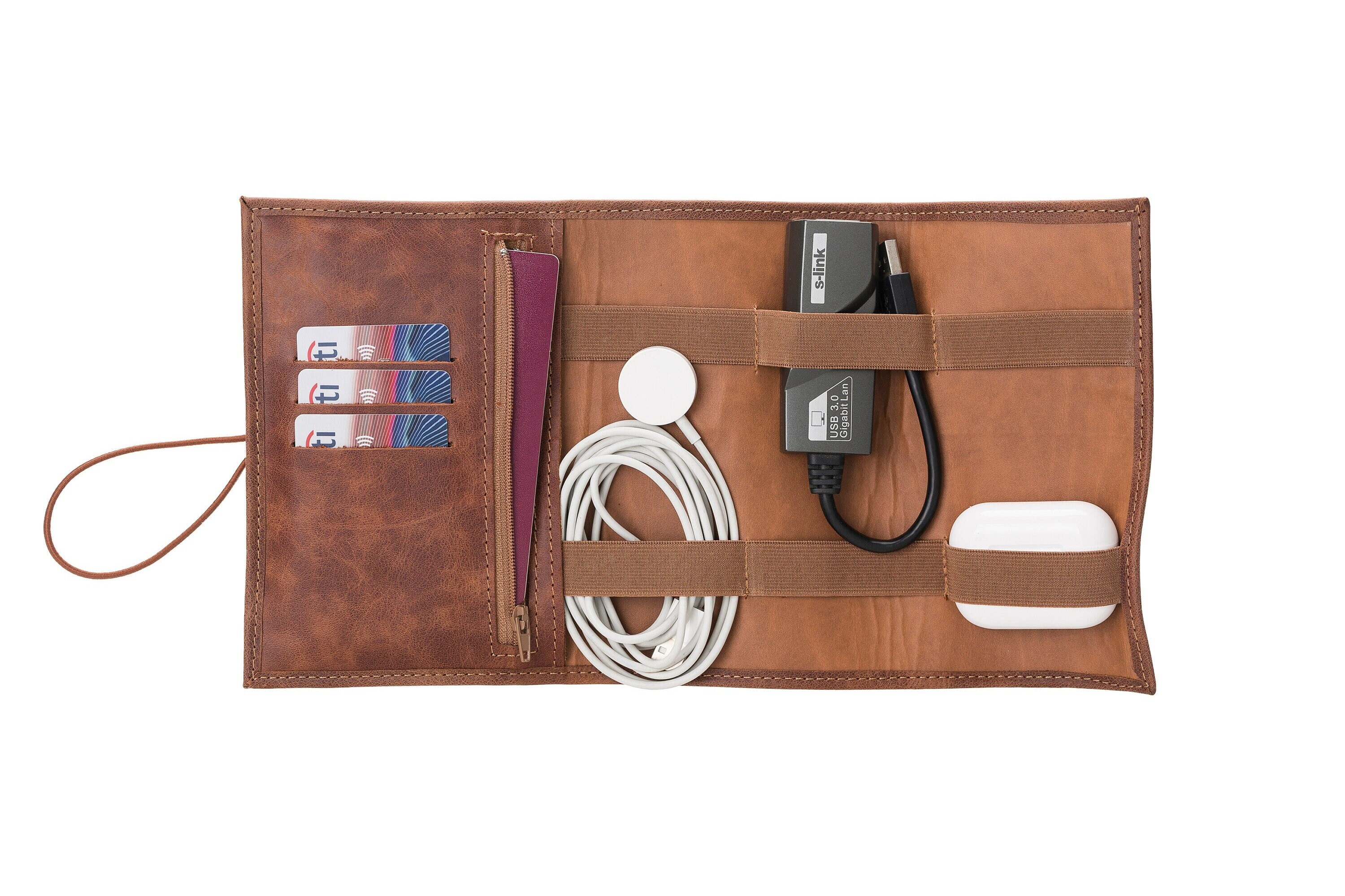 Custom Cable Organizer, Leather Organizer for Cords and Chargers ...
