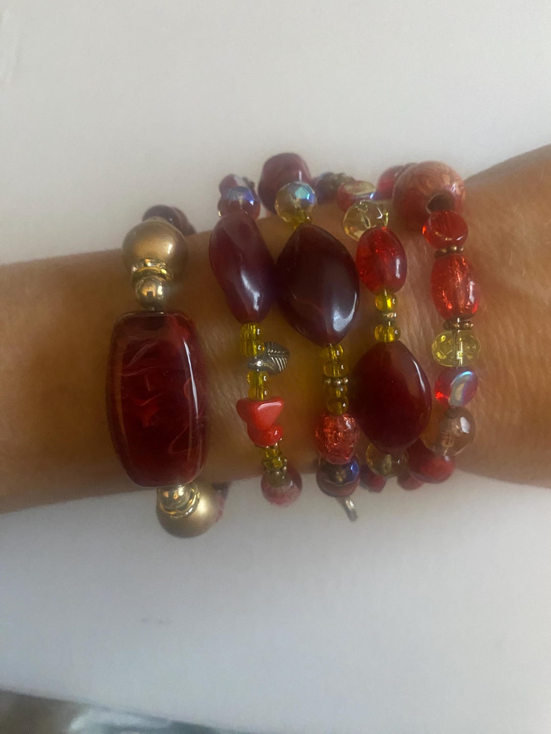 Beaded Bracelet Stack in Burg Any Hues, Women’s Cuff, Jewelry Gifts for ...