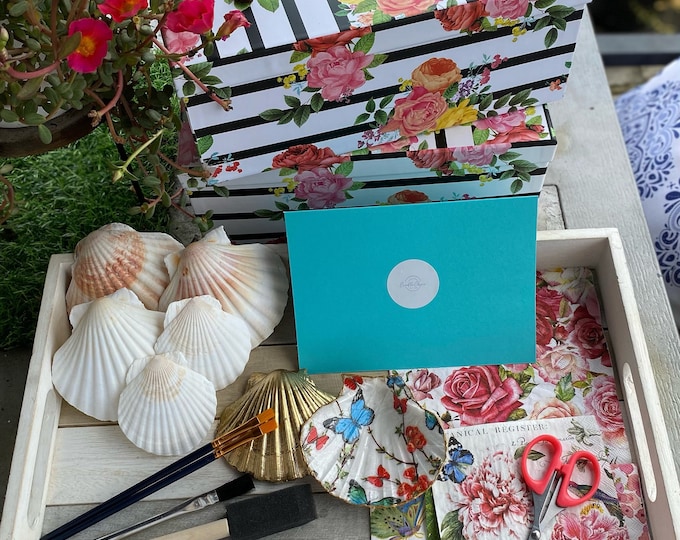 DIY Decoupage Scallop Shell Kit, Craft a Trinket Dish, How to Make a ...