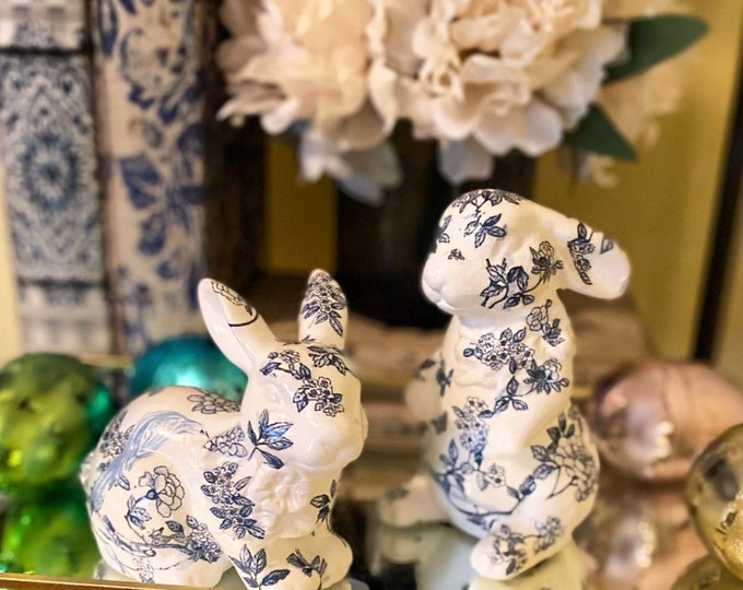 Chinoiserie Bunny Blue and White Decoupaged Easter Bunny - Etsy