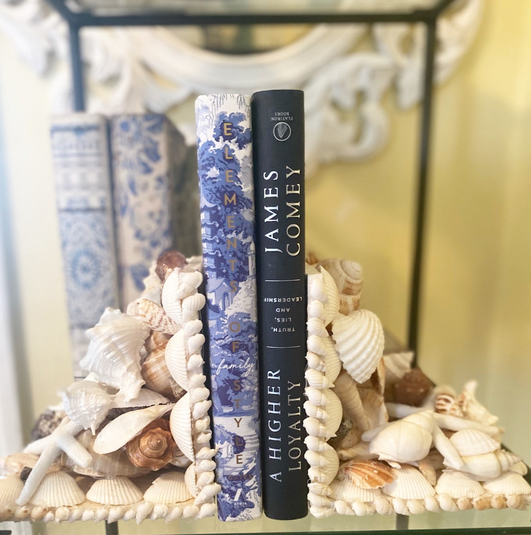 Sea Shell Bookends, Beach Decor Bookends, Coastal Home Decor, Coastal ...