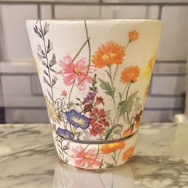 Decoupage Flower Pot - Etsy