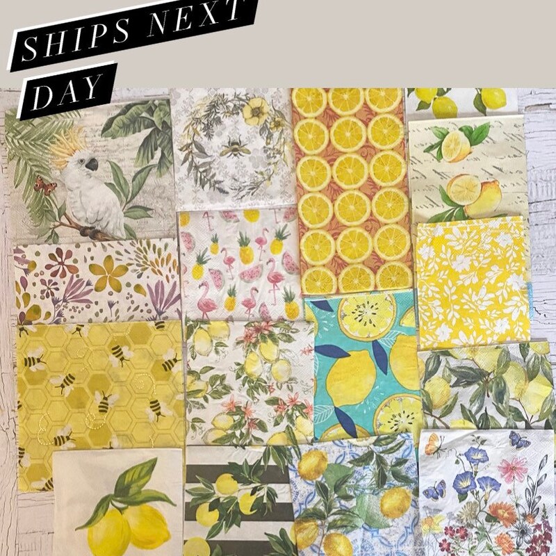 Lemon Paper Napkins - Etsy