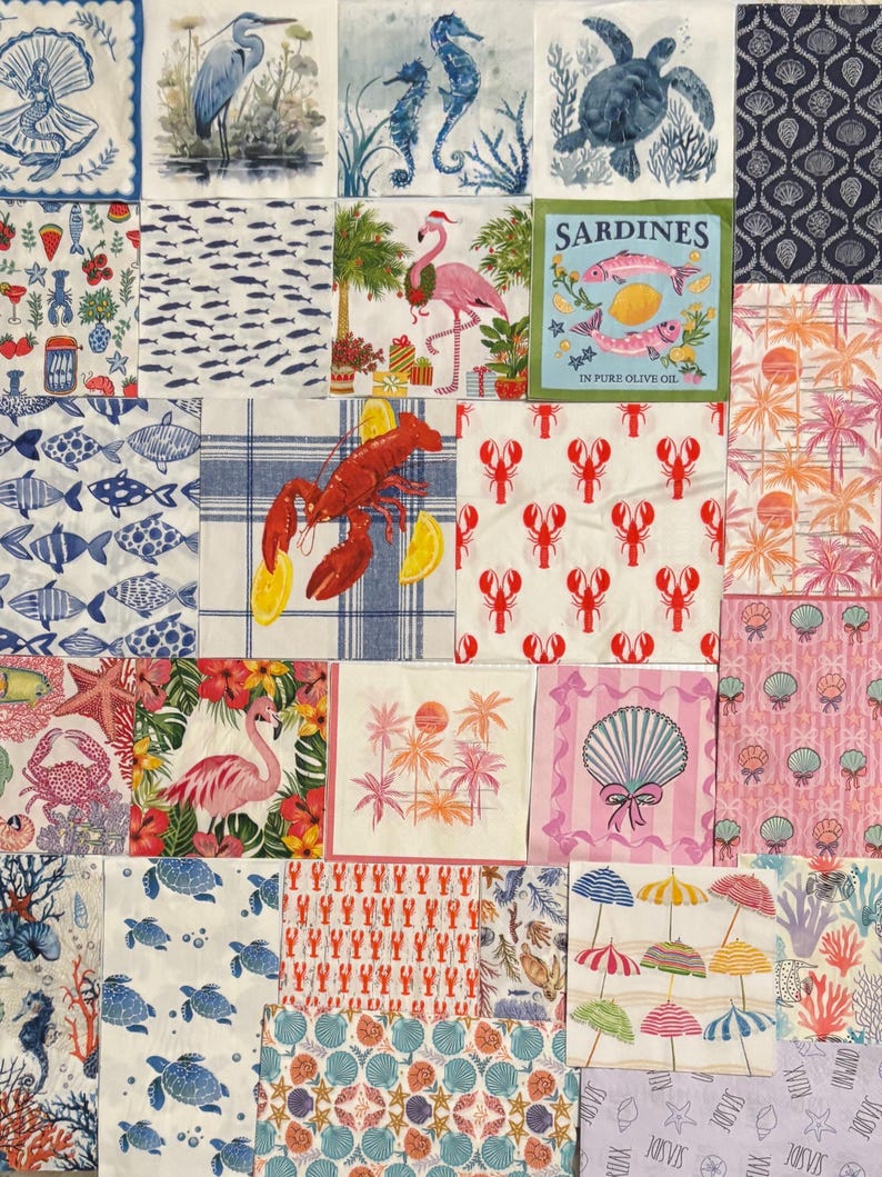 Beach Paper Napkins: Decoupage Napkin Assortment, Set of 25 - Etsy