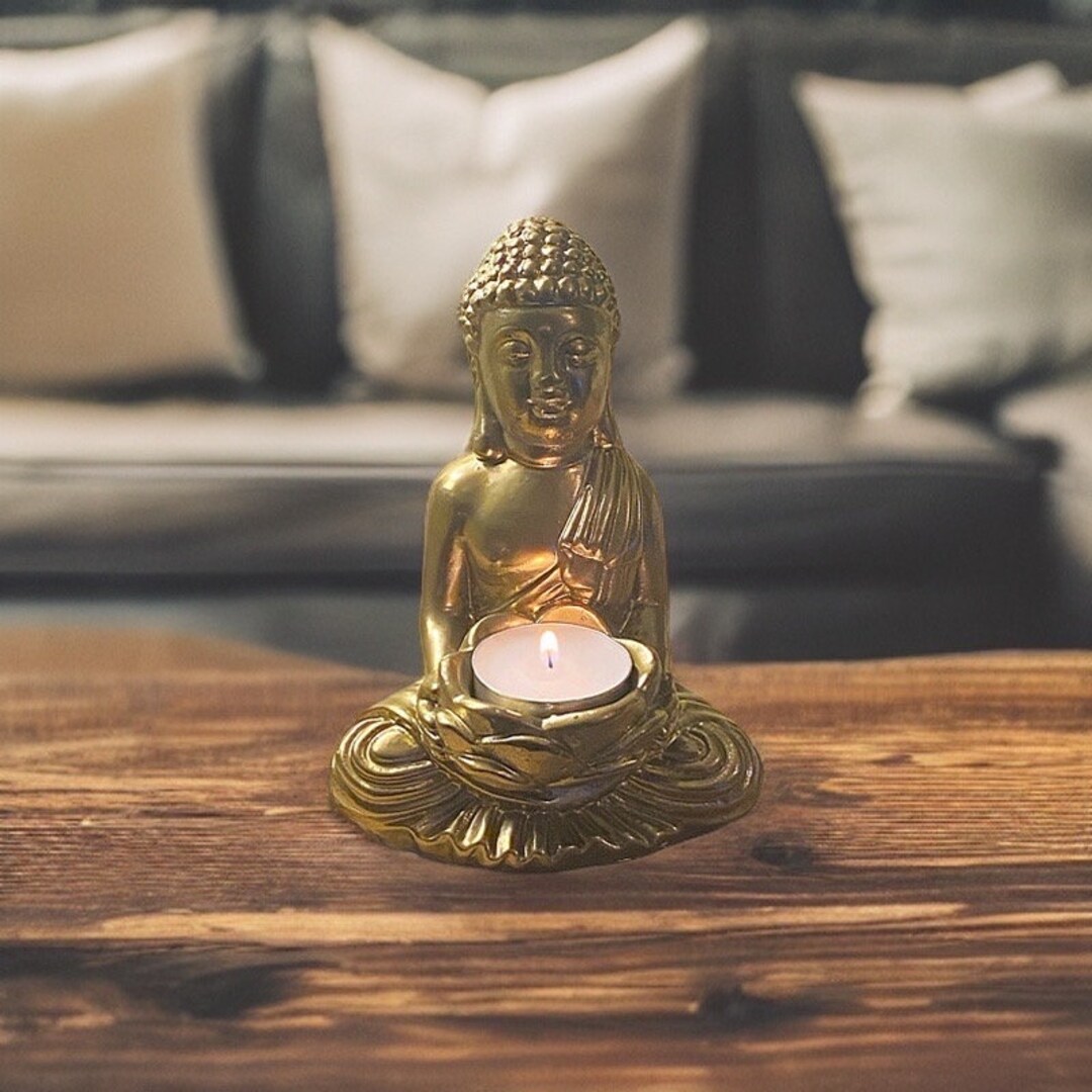 Buddha Statue Candle Holder in Metallic Foil Color, Pack of Dried ...