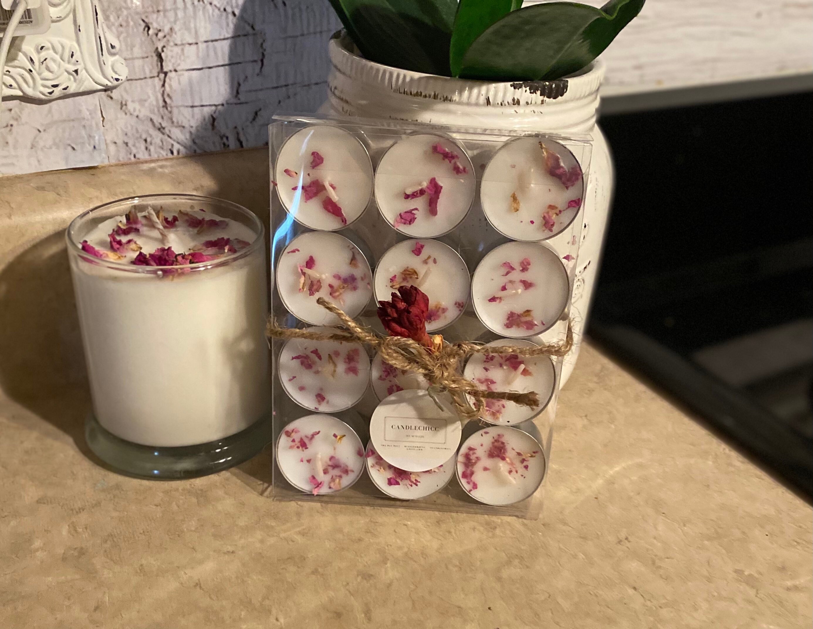 Rose Tea Light Candles Crystal Tea Lights With Dried Flowers - Etsy