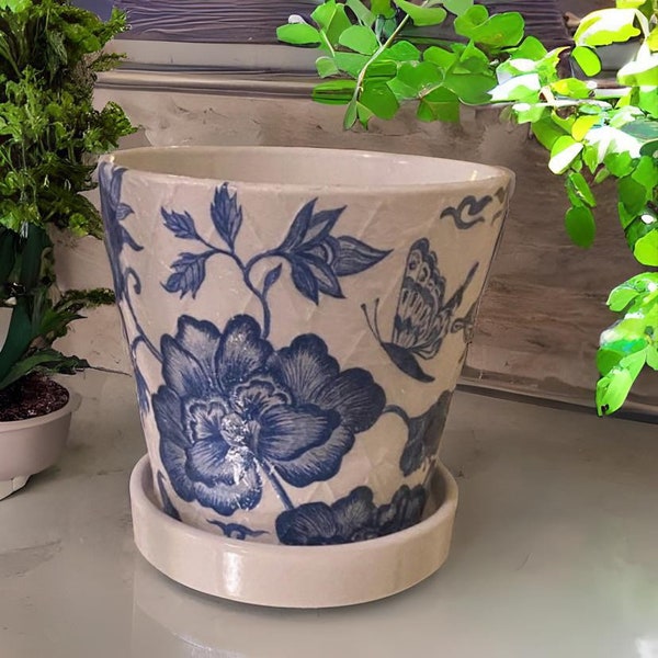 Blue Flower Pot - Etsy