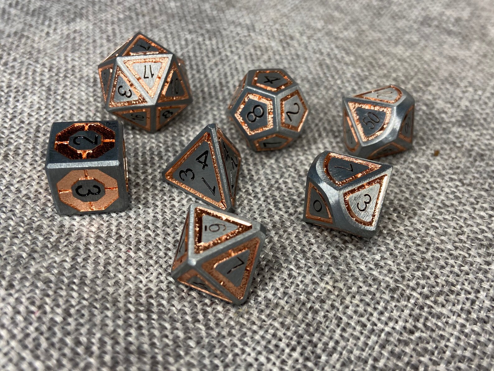 Silver and Gold Dungeons and Dragons Dice Set 7pcs Dnd Dice | Etsy