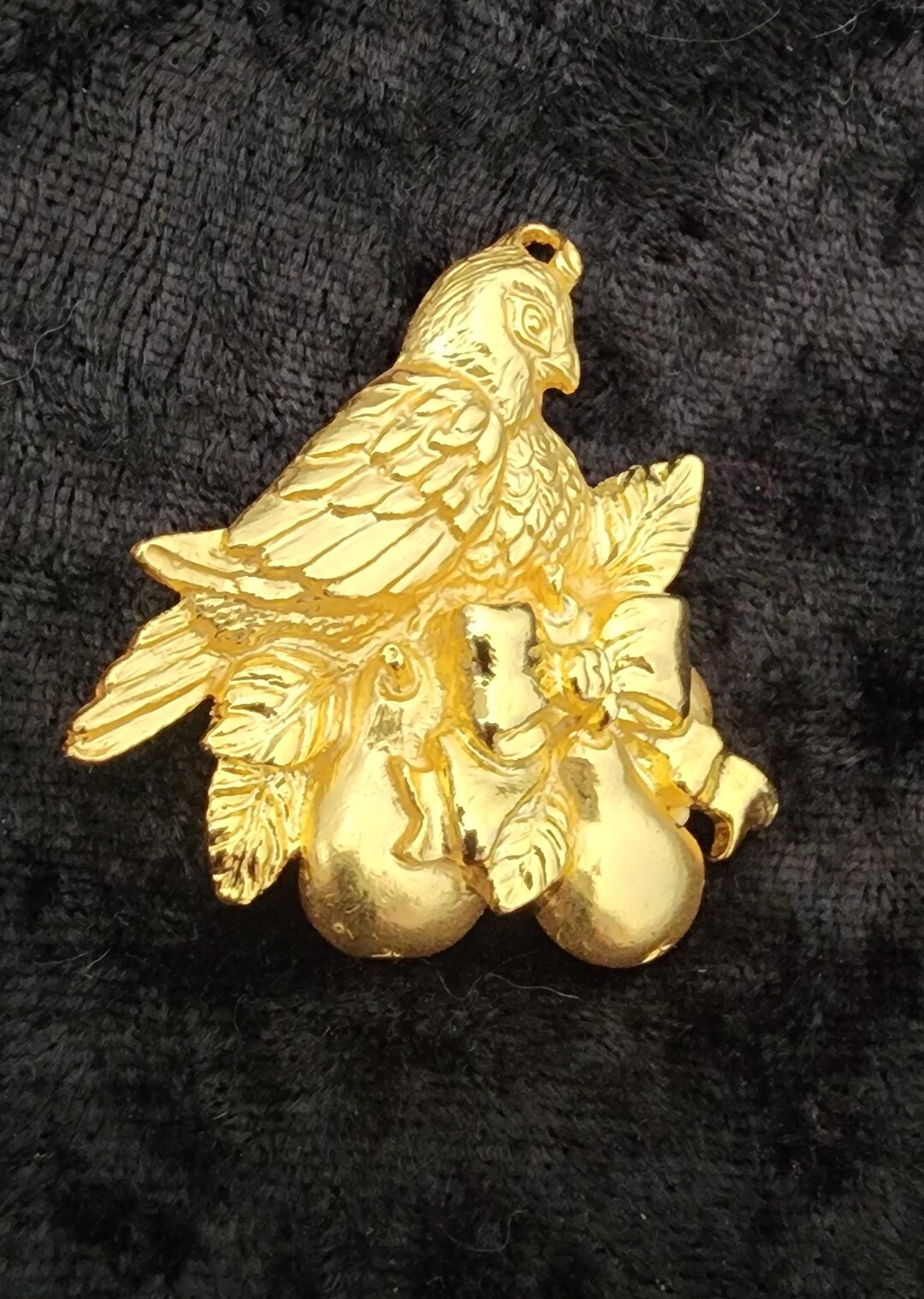Robyn Rush (RR) 22k Gold Plated Partridge in a Pear Tree Brooch (USA ...