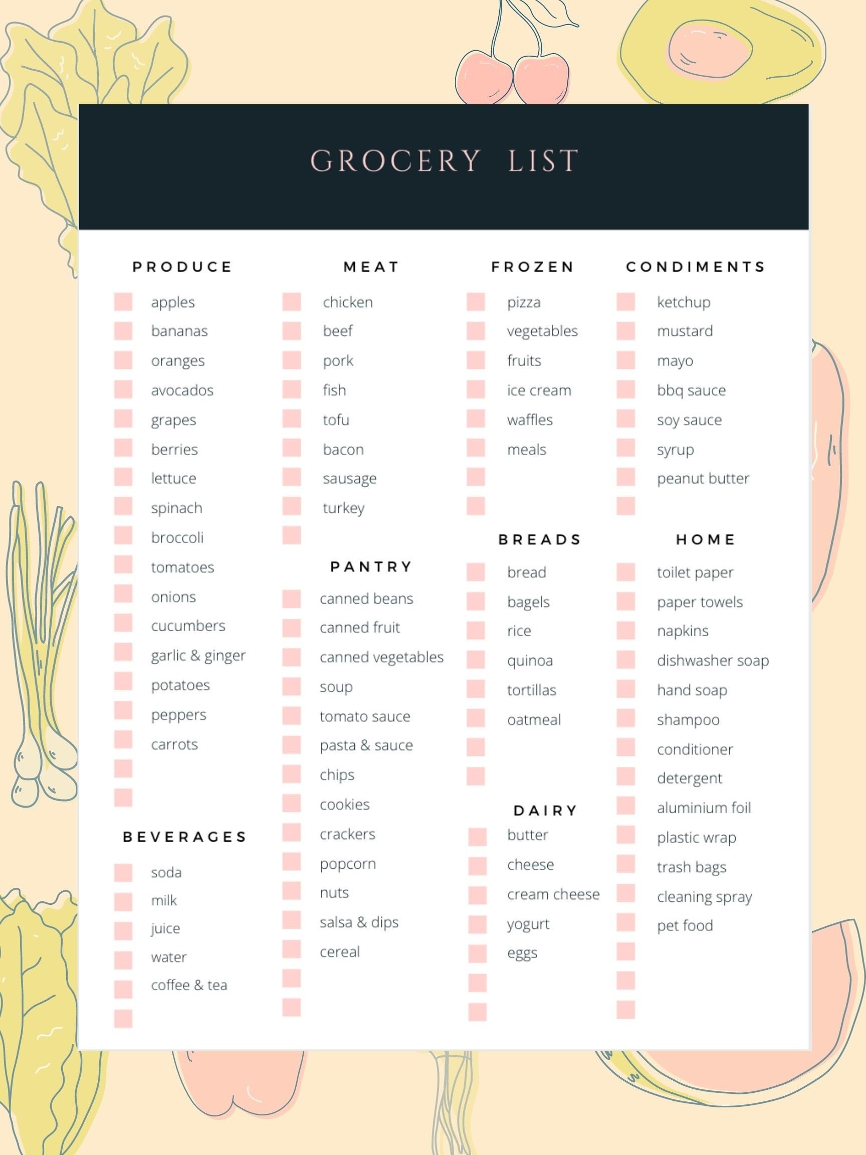 Grocery List Checklist Pre filled Blanks For Etsy grocery-list-checklist-pre-filled-blanks-for-etsy