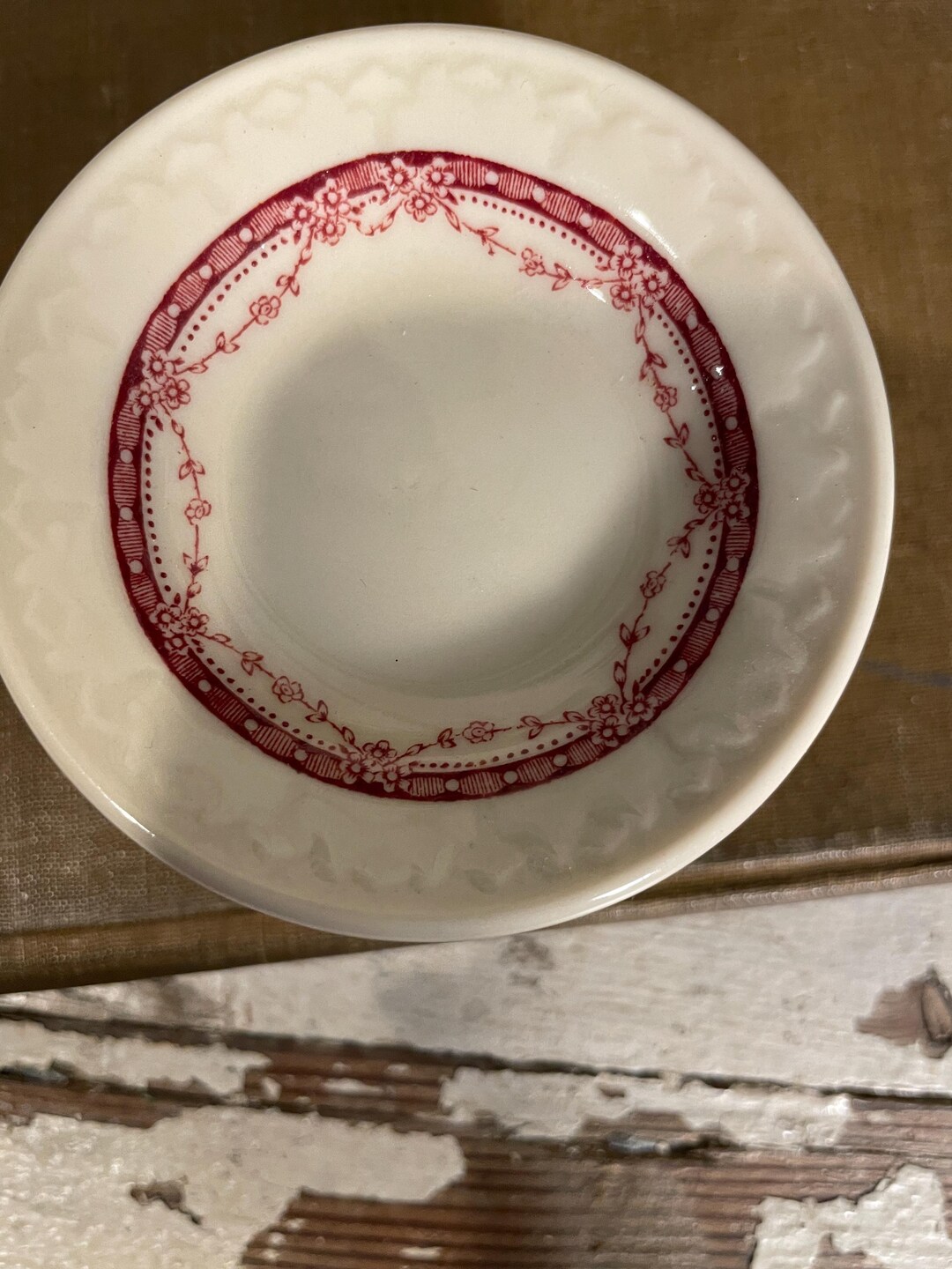 Shenango China Restaurant Ware Ivory Pattern 5 Berry Bowls Red and ...