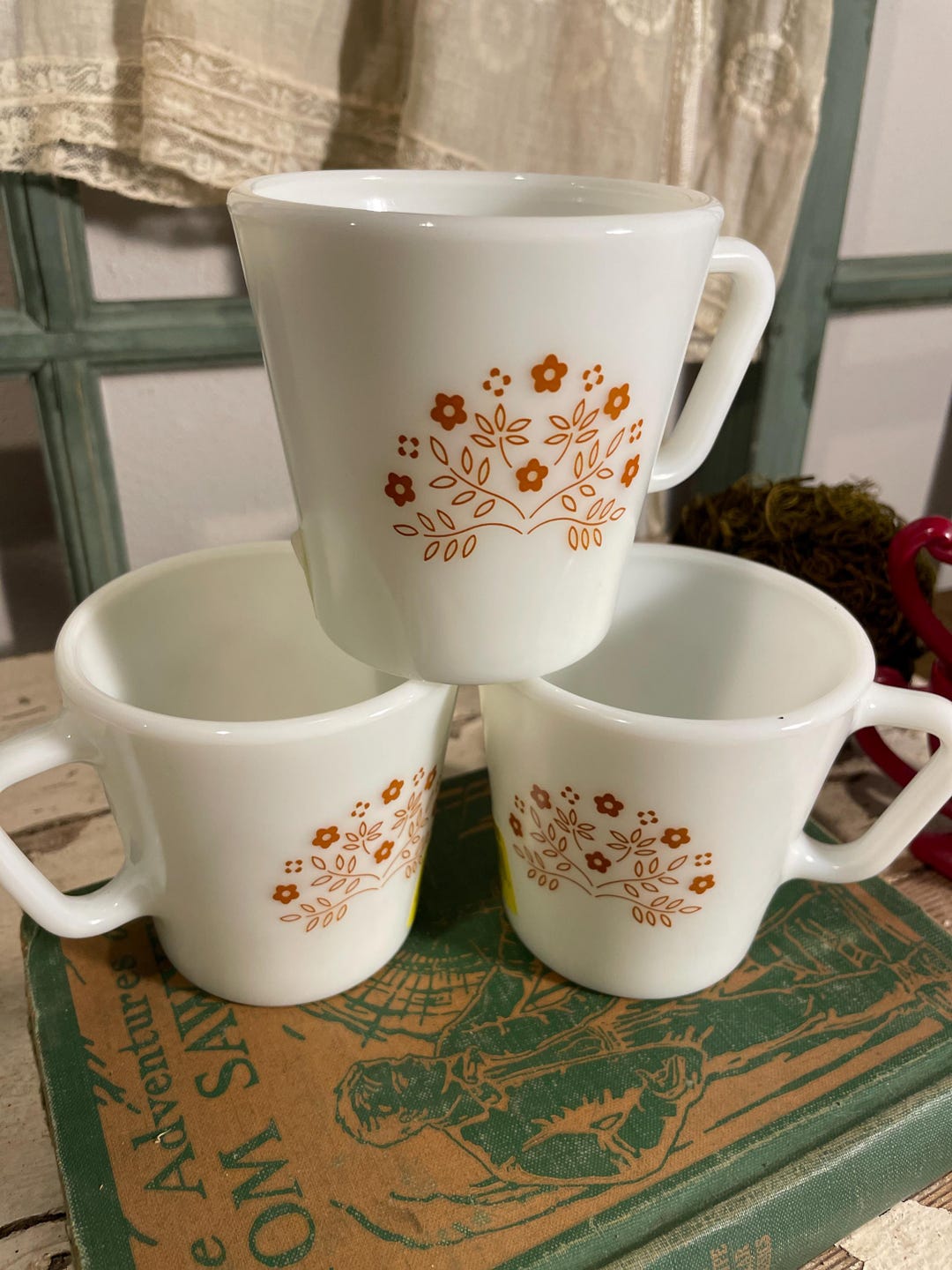 Vintage Pyrex Summer Impressions Coffee Cup 1970's Retro Ginger Pyrex ...