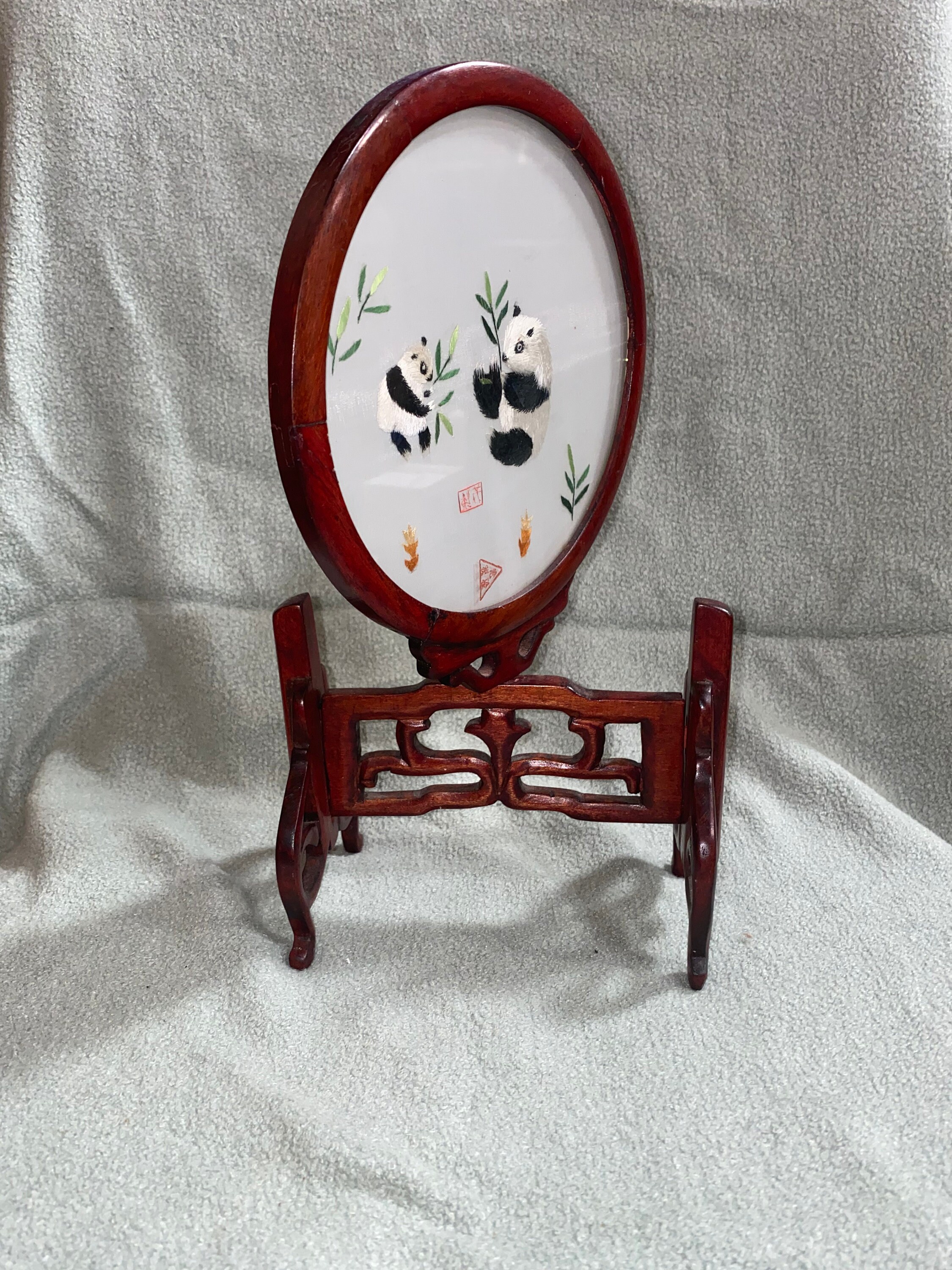 Chinese Suzhou Wood Table Screen Silk Embroidery Double-sided - Etsy