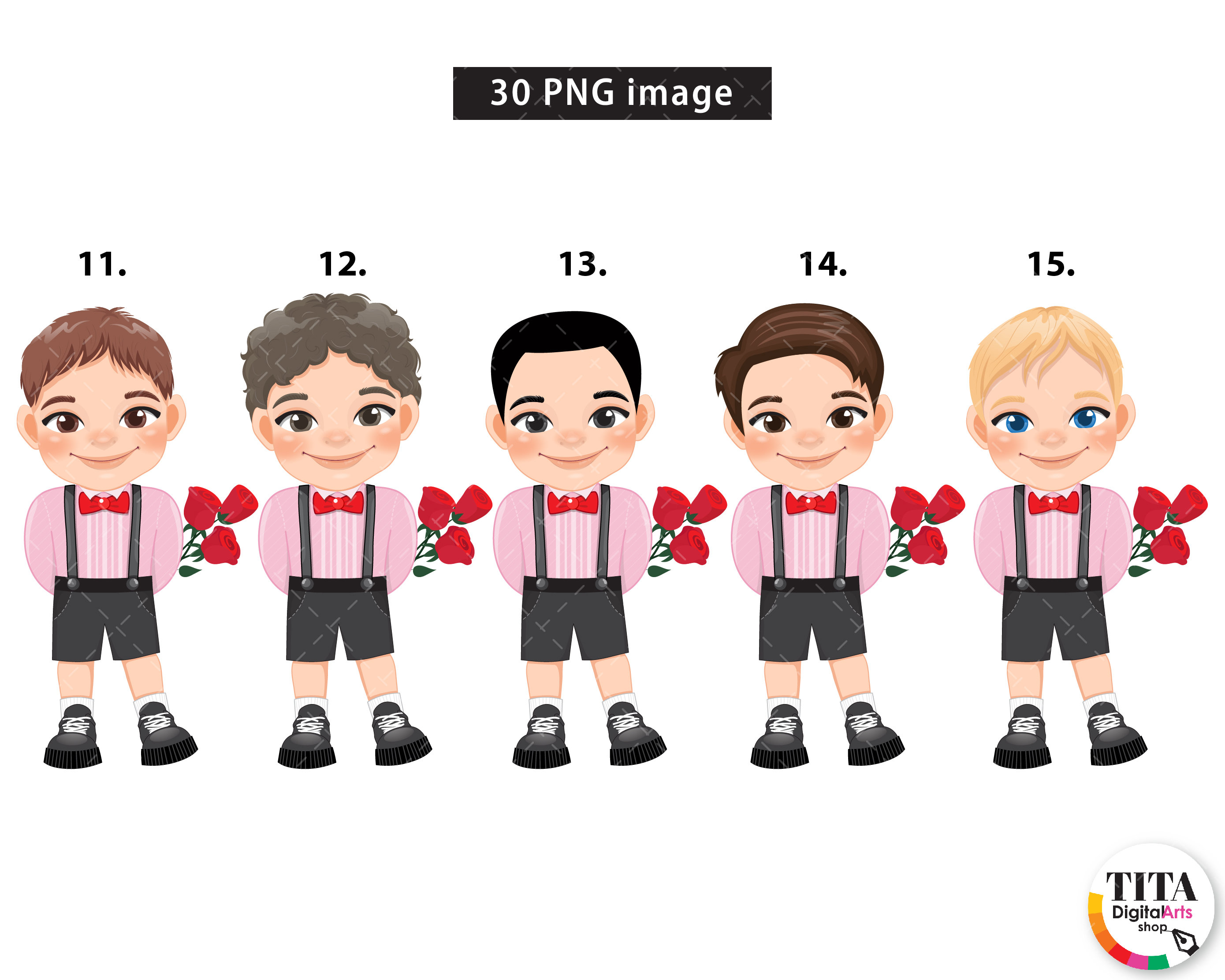 Valentine's Day Clipart Valentine Kids Clipart Boy and - Etsy