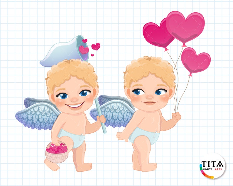 Valentine's Day Cupid Clipart, Valentines Day Love Clipart, Baby Angel ...
