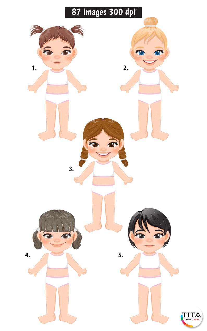 Paper Dolls Girls Clipart Casual Clothes Summer Clothes - Etsy