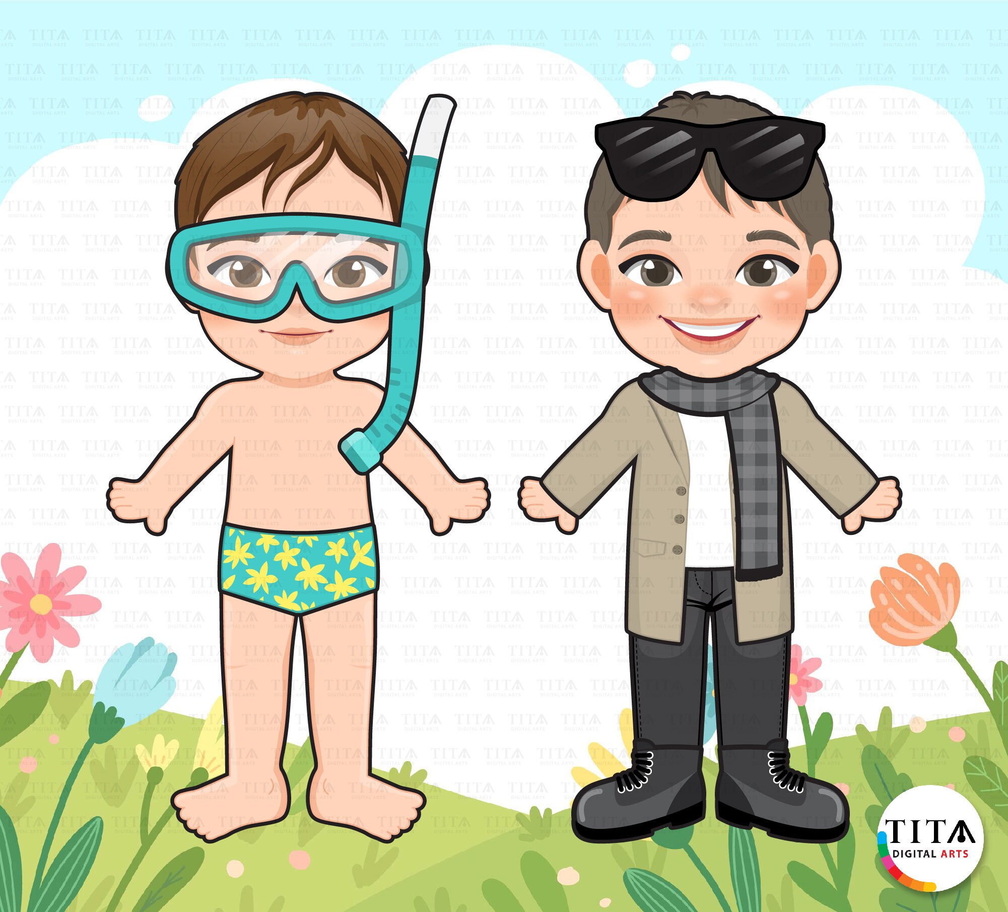 Paper Dolls Boys Clipart, Casual Clothes, Summer Clothes, Winter ...