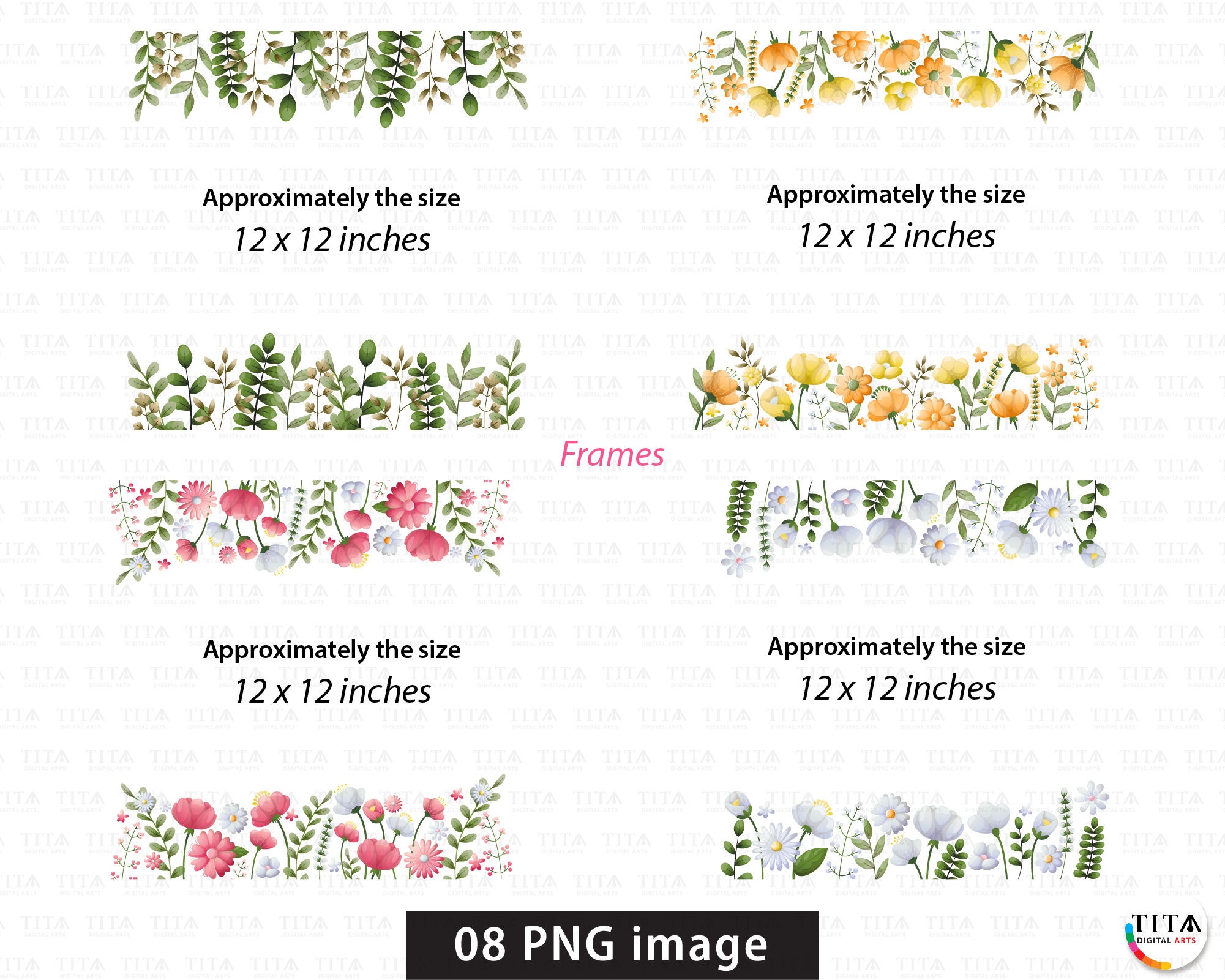 Spring Borders and Frames Clipart, Floral Frame Clipart, Floral Border ...