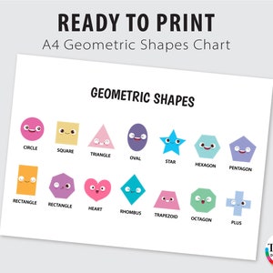 Geometric Shapes Clipart, Basic Shapes Flashcards, Kawaii Shapes ...