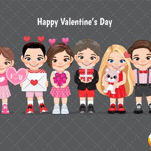 Valentine's Day Clipart Valentine Kids Clipart Boy and - Etsy
