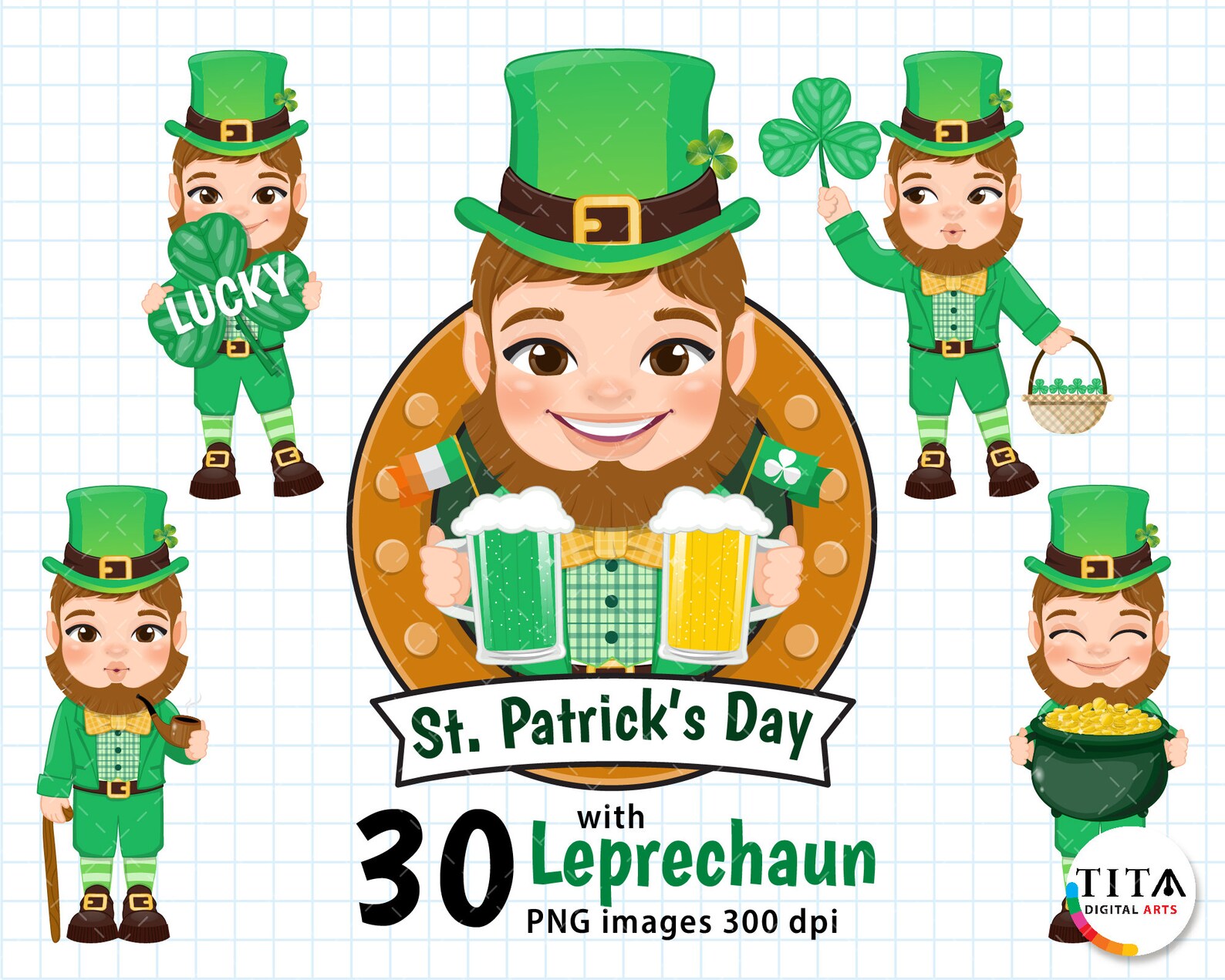 St. Patrick Day Clipart Leprechaun Clipart Saint - Etsy