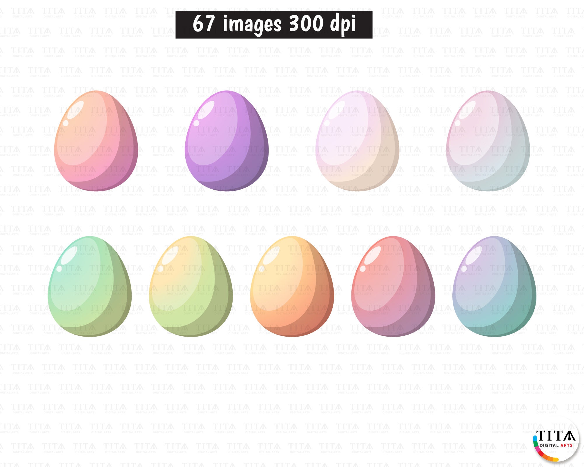 Easter Eggs Clipart, Pastel Easter Eggs Clipart, Easter Clipart, Spring ...