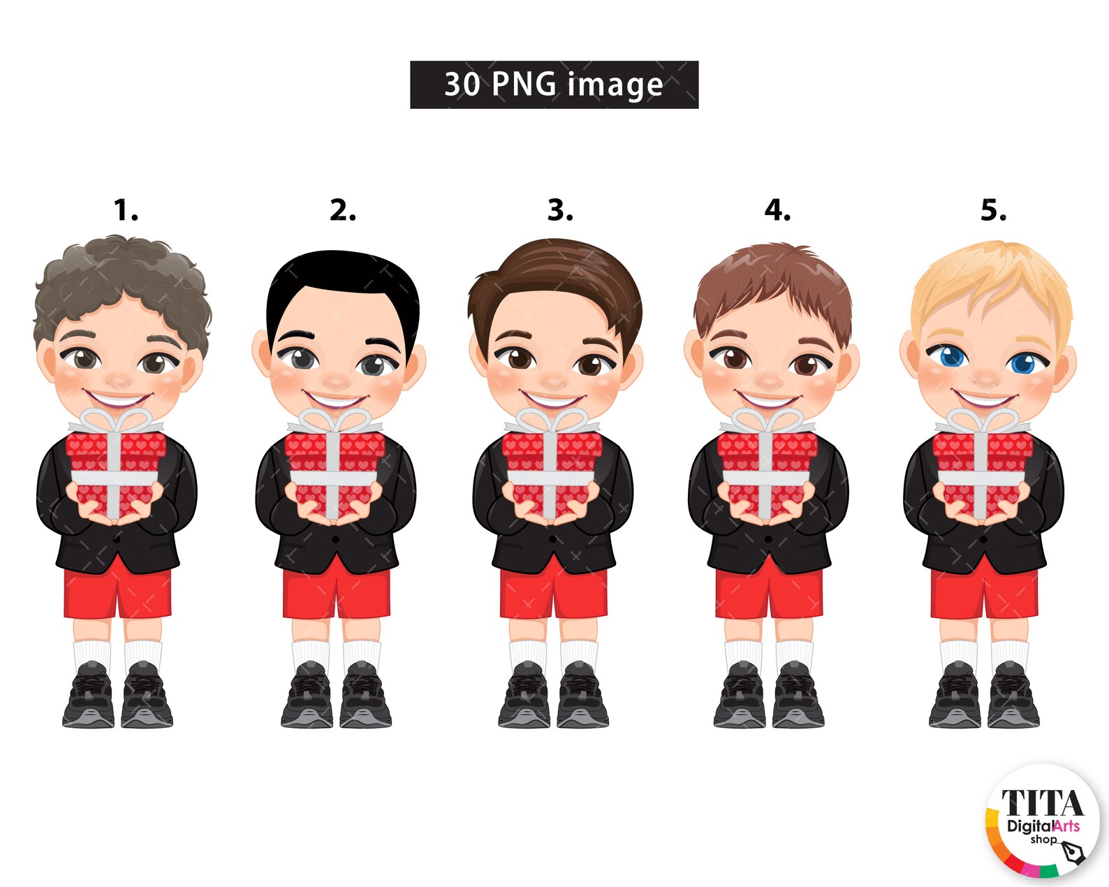 Valentine's Day Clipart Valentine Kids Clipart Boy and - Etsy