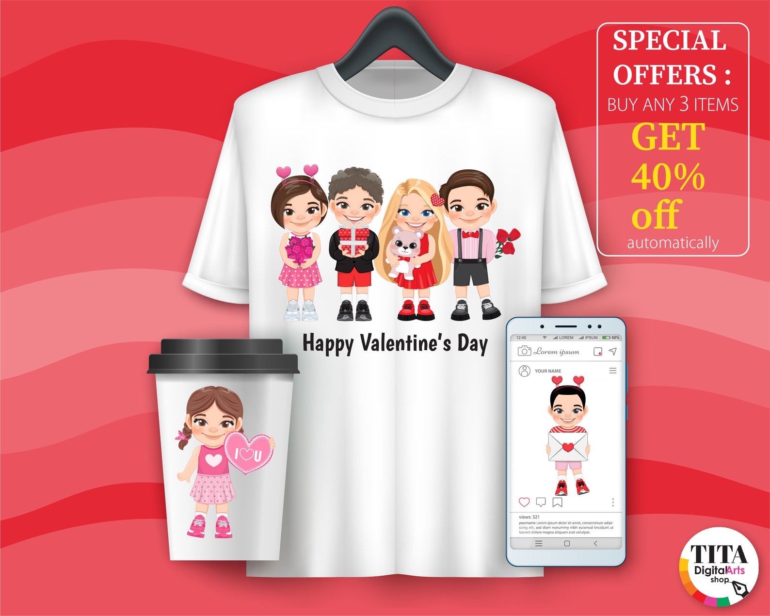 Valentine's Day Clipart Valentine Kids Clipart Boy and - Etsy