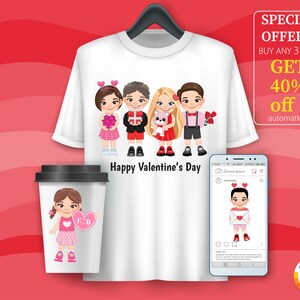 Valentine's Day Clipart Valentine Kids Clipart Boy and - Etsy