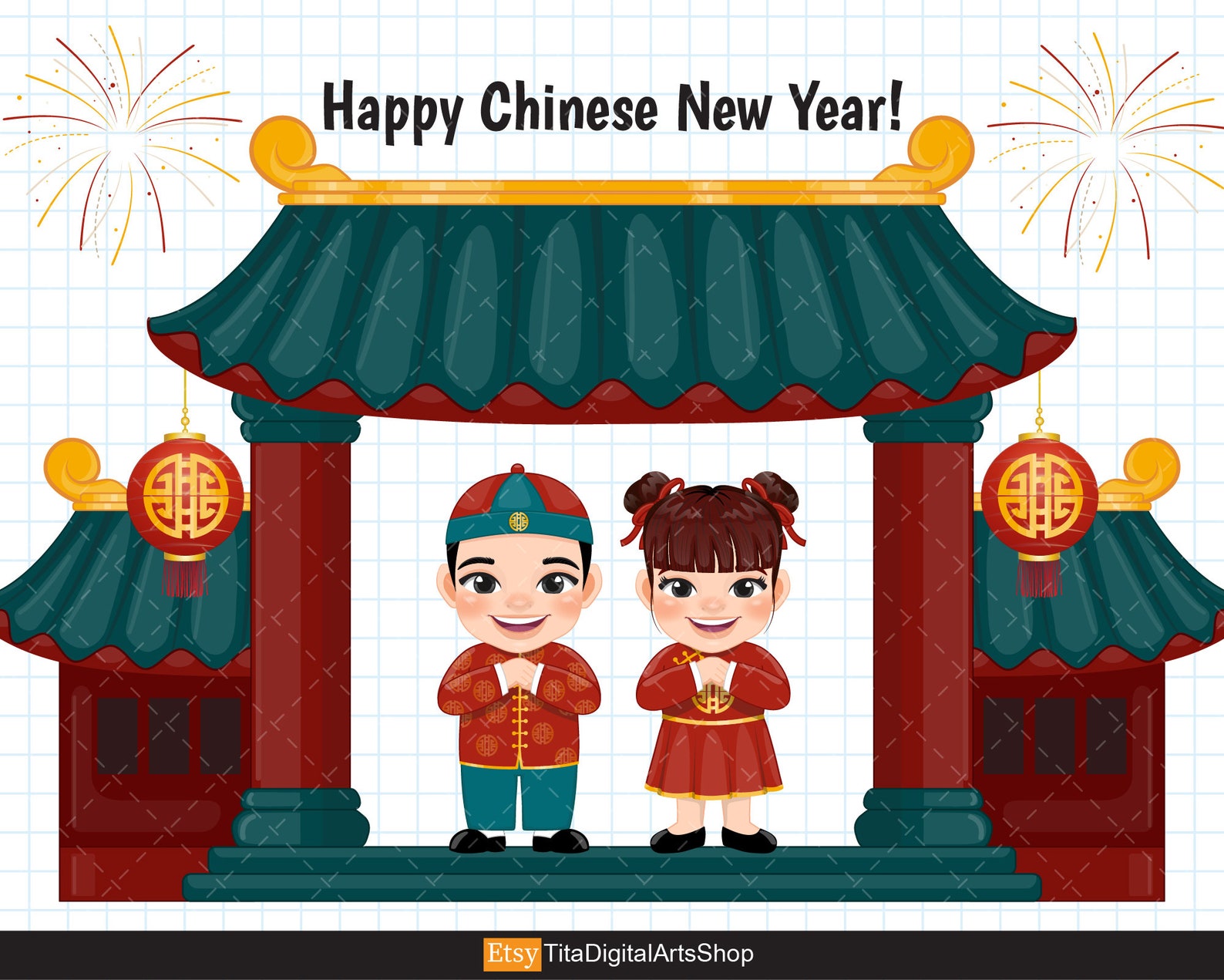 Chinese New Year Clipart Chinese Clipart New Year Clipart - Etsy