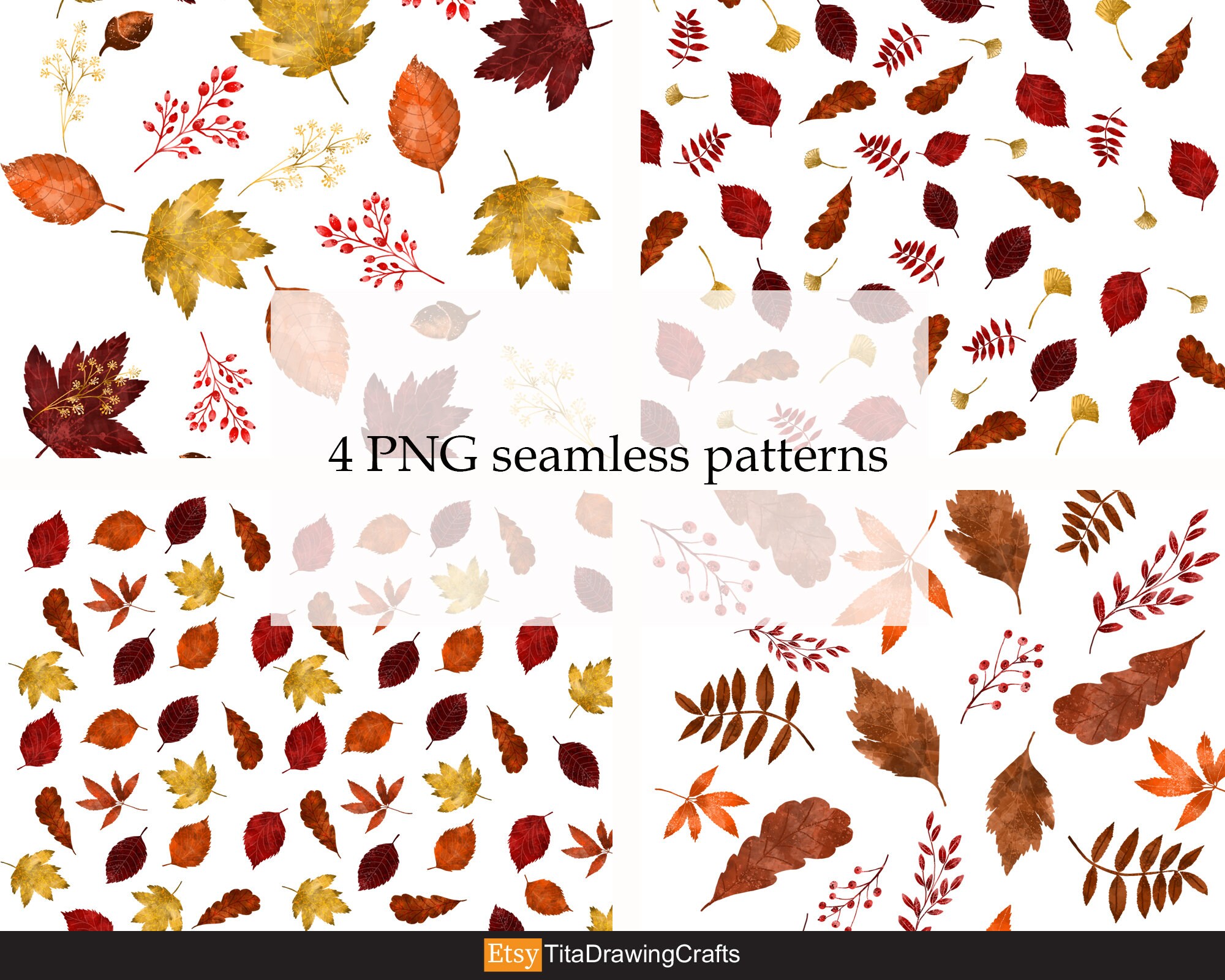 Watercolor Autumn Leaves Clipart Fall Leaves Leaf Variety - Etsy