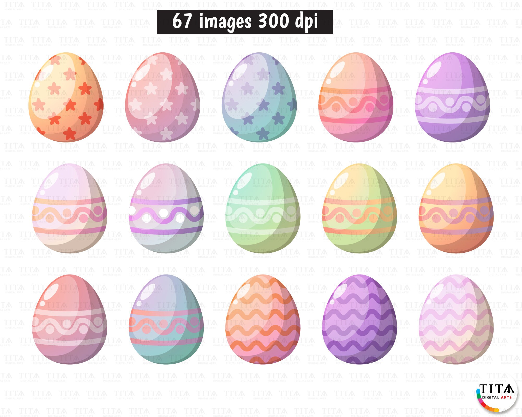 Easter Eggs Clipart, Pastel Easter Eggs Clipart, Easter Clipart, Spring ...